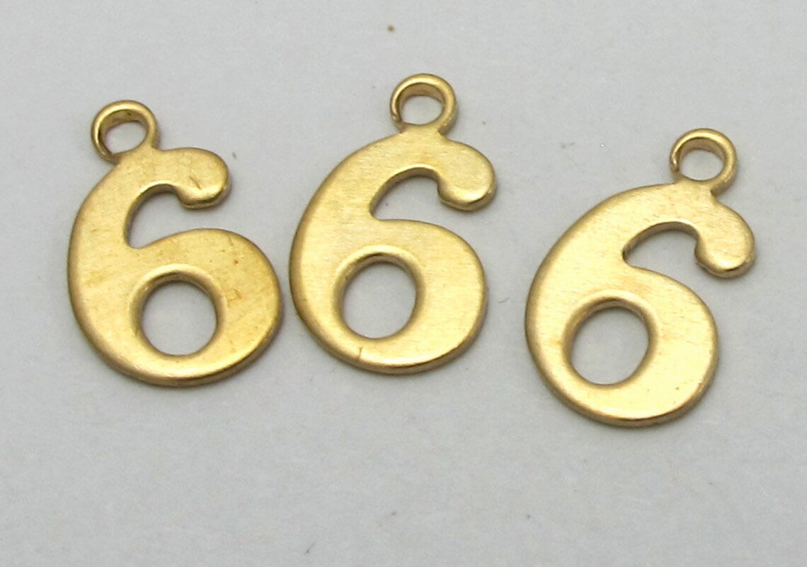 Raw Brass Number 6 Charms (10X) (A533) - Etsy