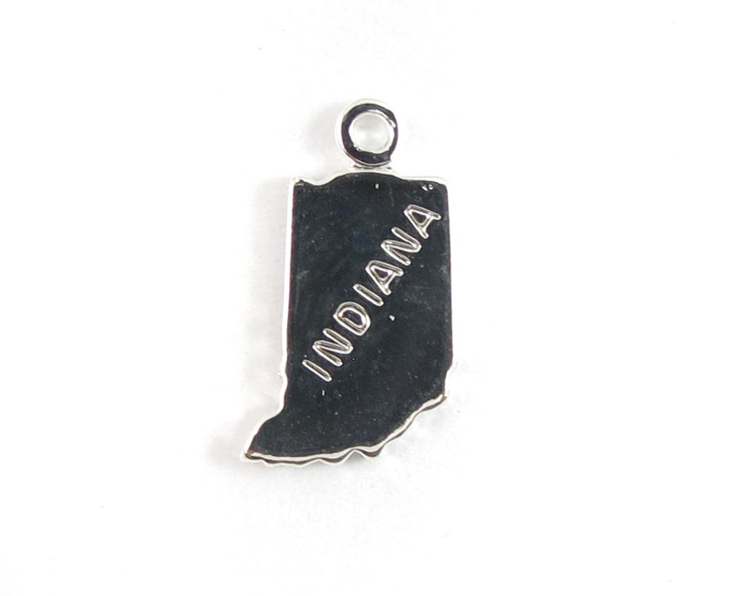 Engraved Tiny SILVER Plated on Raw Brass Indiana State Charms (2X ...