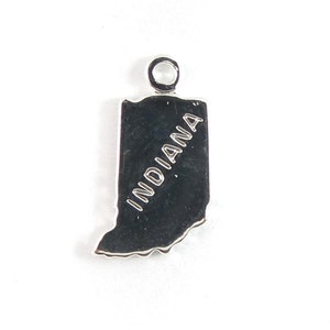 Engraved Tiny SILVER Plated on Raw Brass Indiana State Charms (2X ...