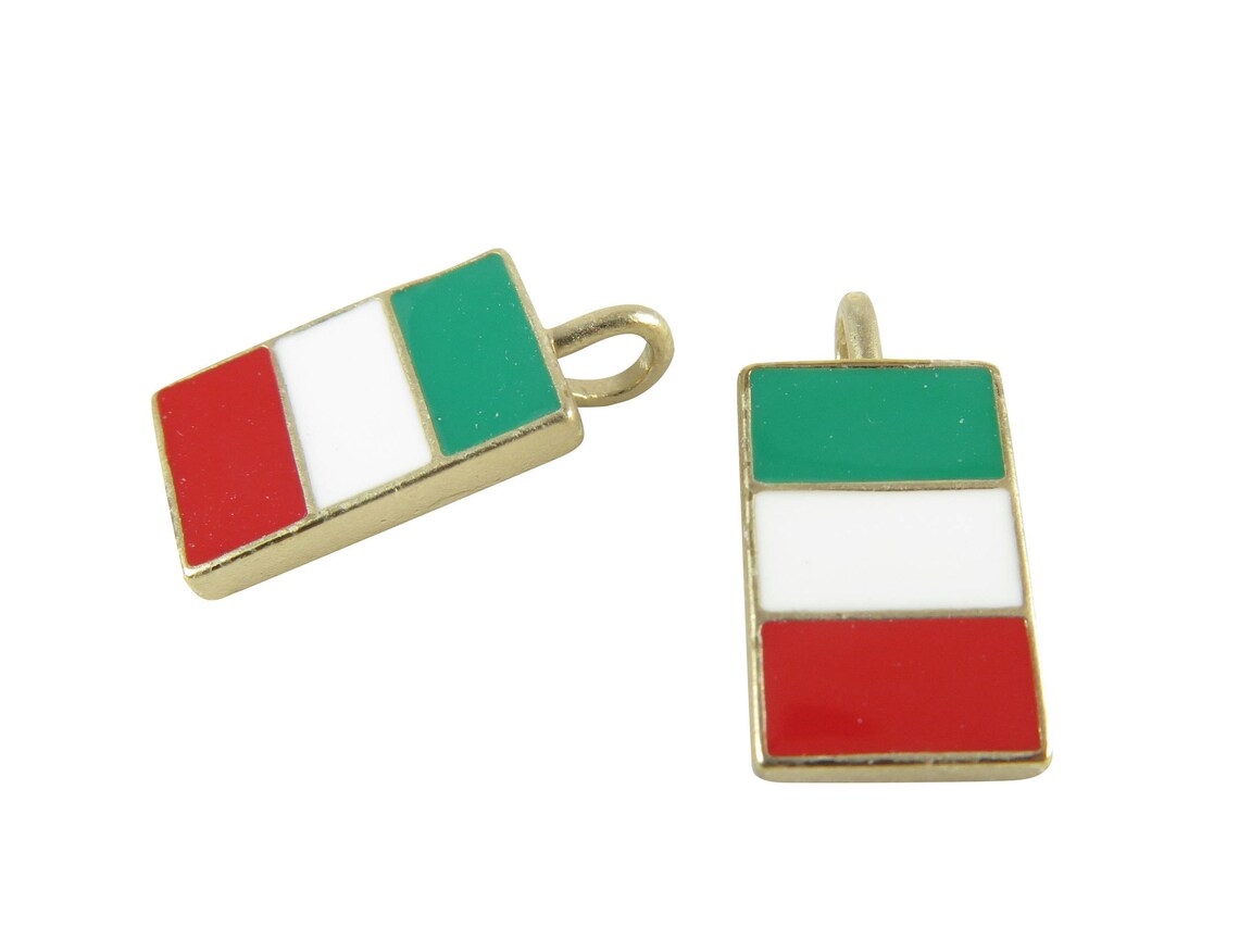 Matte Gold Plated Italian Flag Enamel Pendants 1X K323-A - Etsy