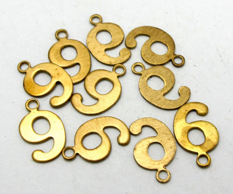 Raw Brass Number 9 Charms (10X) (A536) - Etsy