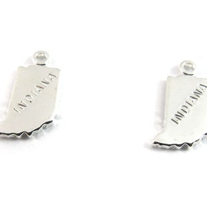 Engraved Tiny SILVER Plated on Raw Brass Indiana State Charms (2X ...
