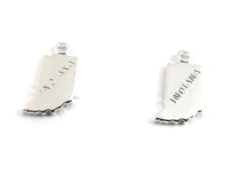 Engraved Tiny SILVER Plated on Raw Brass Indiana State Charms (2X ...