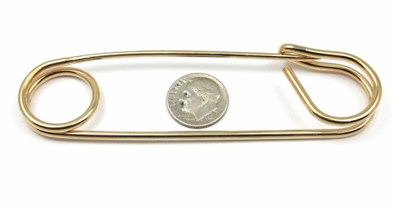 Huge Vintage Gold Plated Safety Pin 1X V313 | Etsy