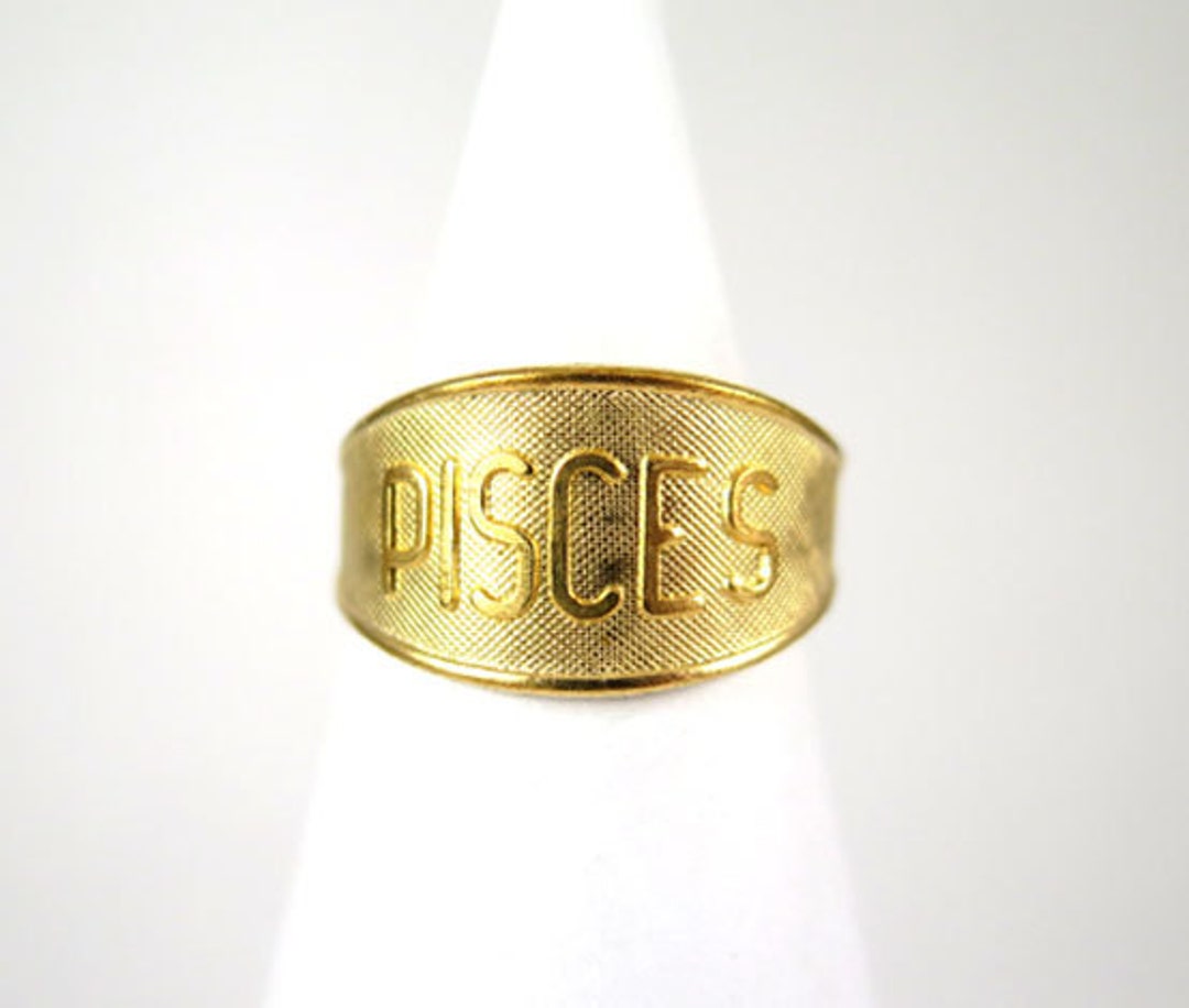 Raw Brass Astrological Sign Ring PISCES One Size Fits Most / Adjustable ...