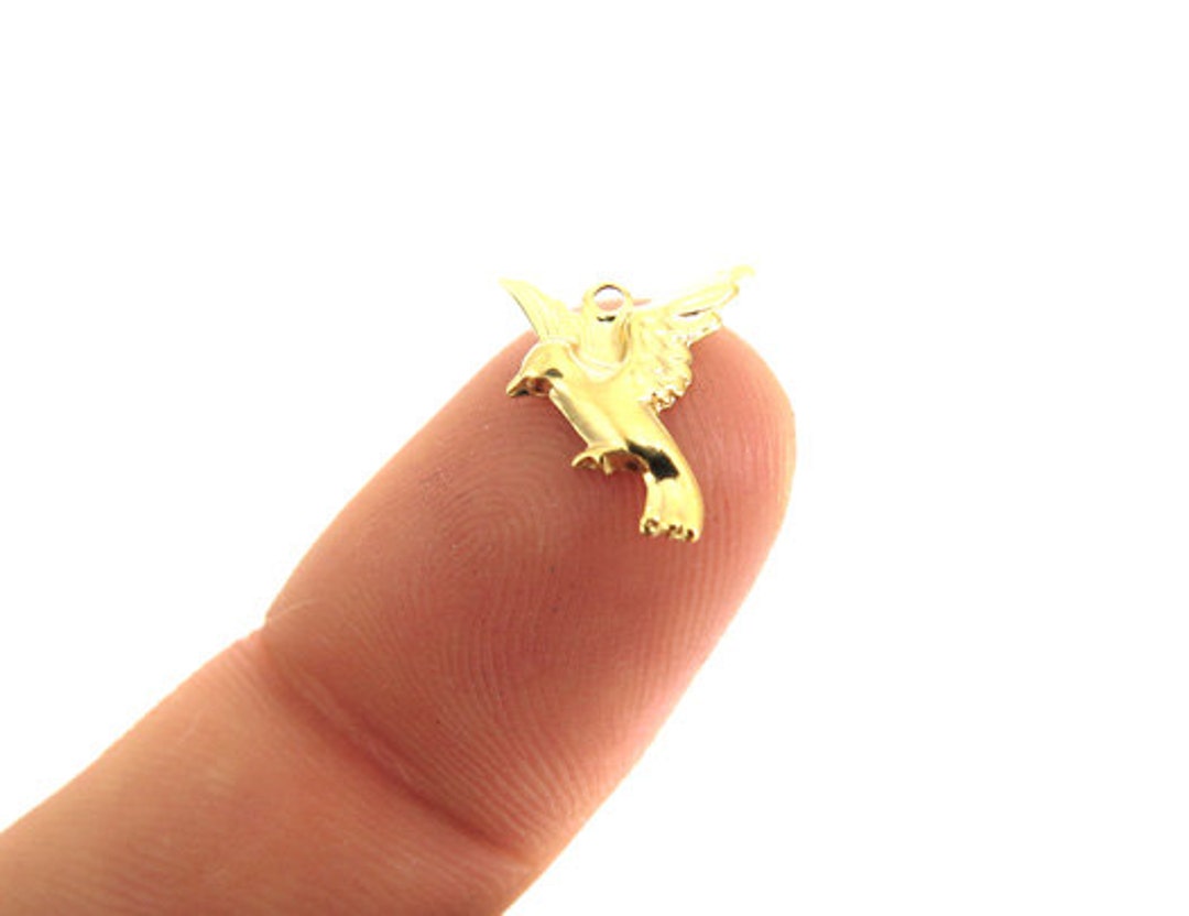 Tiny Gold Plated Hummingbird Charms 24x V114 - Etsy