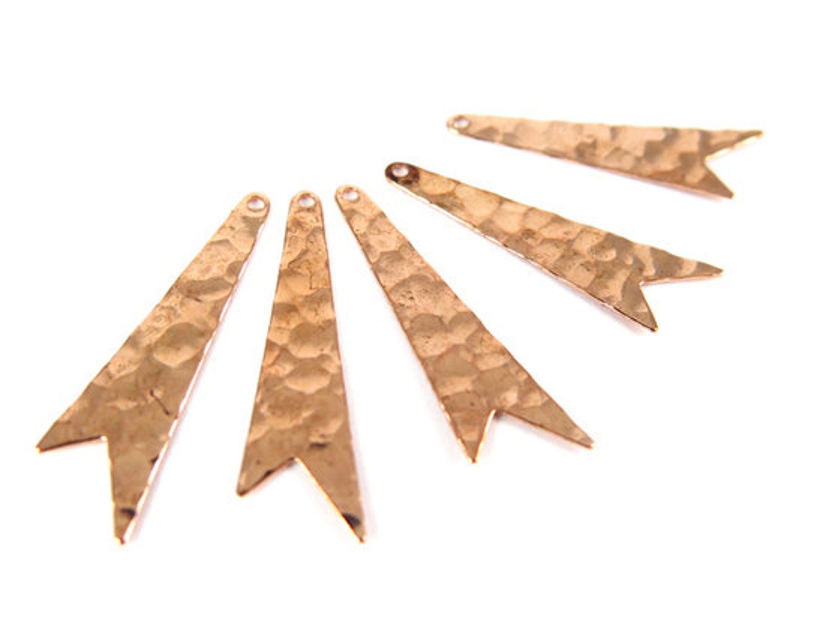 Shiny Rose Gold Plated Hammer Textured Drop Charm 8X - Etsy