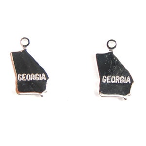 Engraved Tiny SILVER Plated on Raw Brass Georgia State Charms (2X ...
