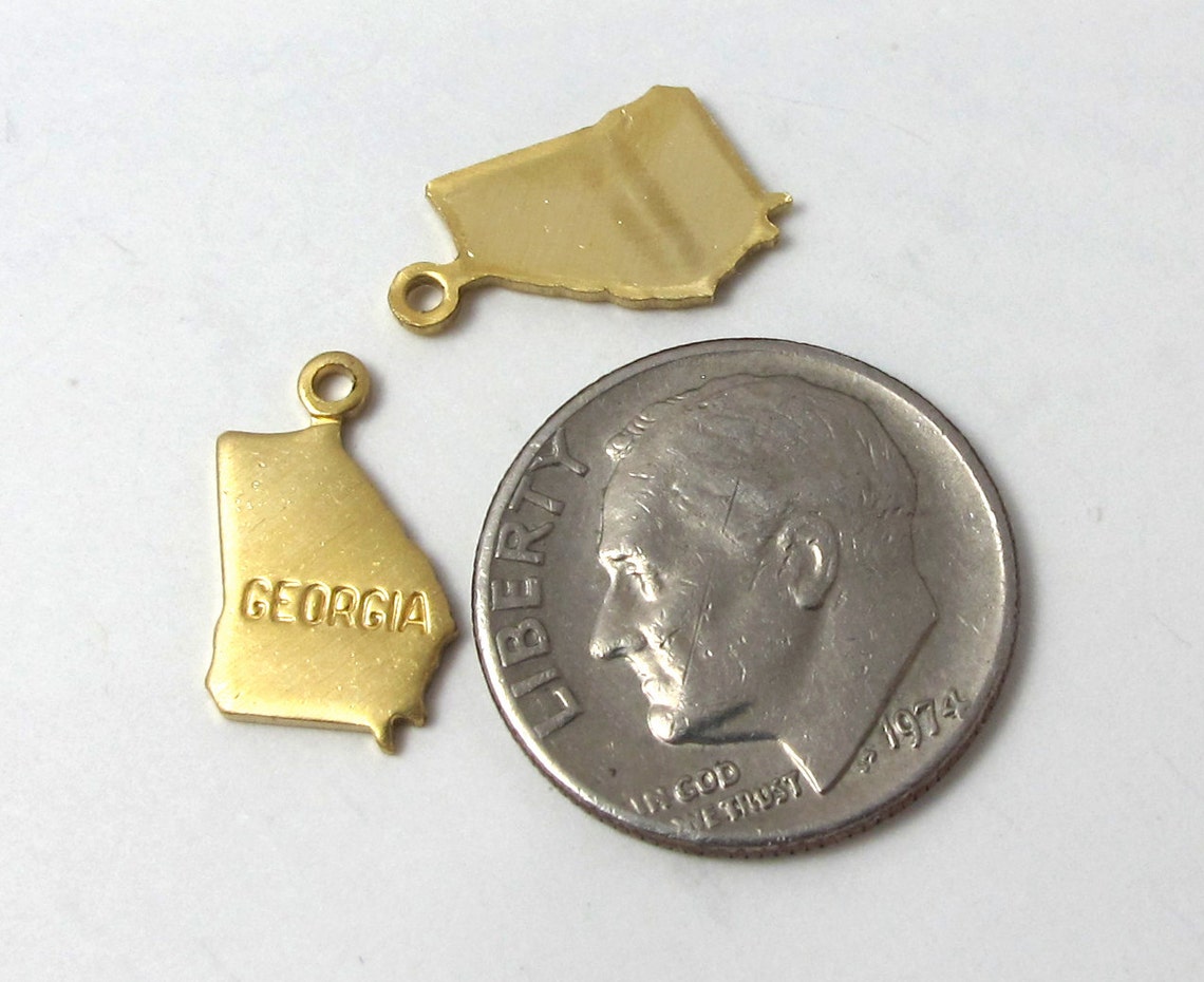 Engraved - Tiny Raw Brass Georgia State Charms (6X) (A409-A) - Etsy