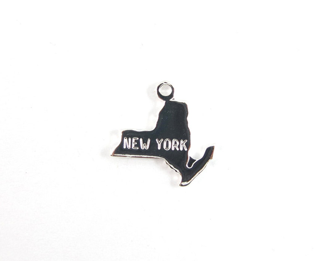 Engraved Tiny SILVER Plated on Raw Brass New York State Charms (2X ...