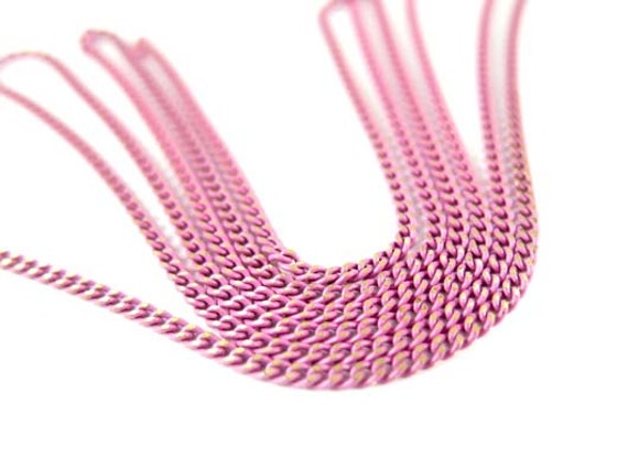 Two Tone Light Pink Enamel on Brass Curb Chain 4 Feet | Etsy