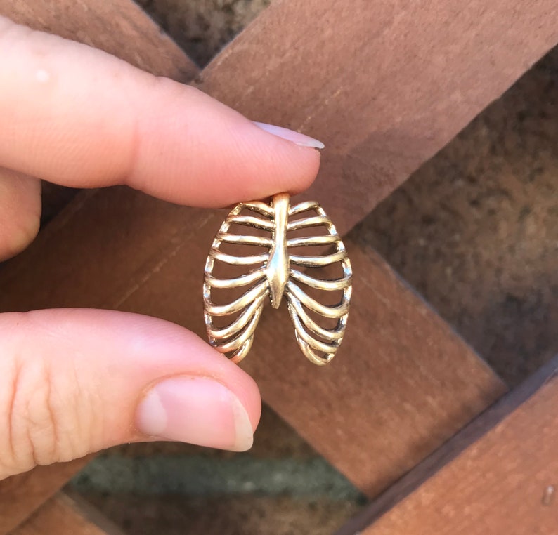 3D Skeletal Rib Cage Pendant 18K Antiqued Gold Plated 1x - Etsy