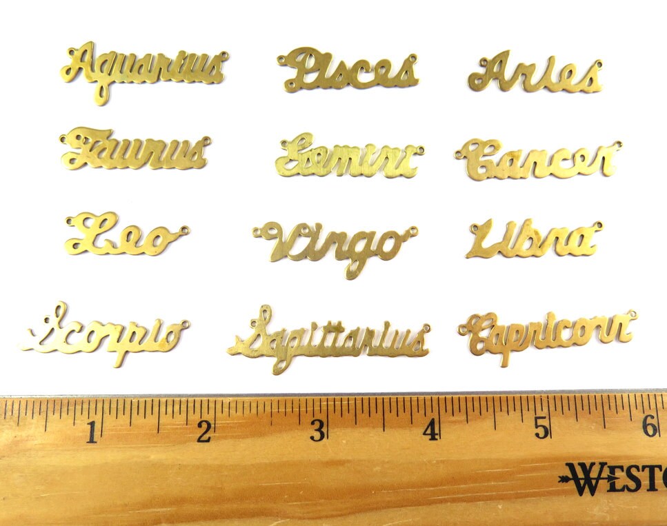 Brass Astrological Name Plate Pendants - Aries (2X) (A607-A) - Etsy