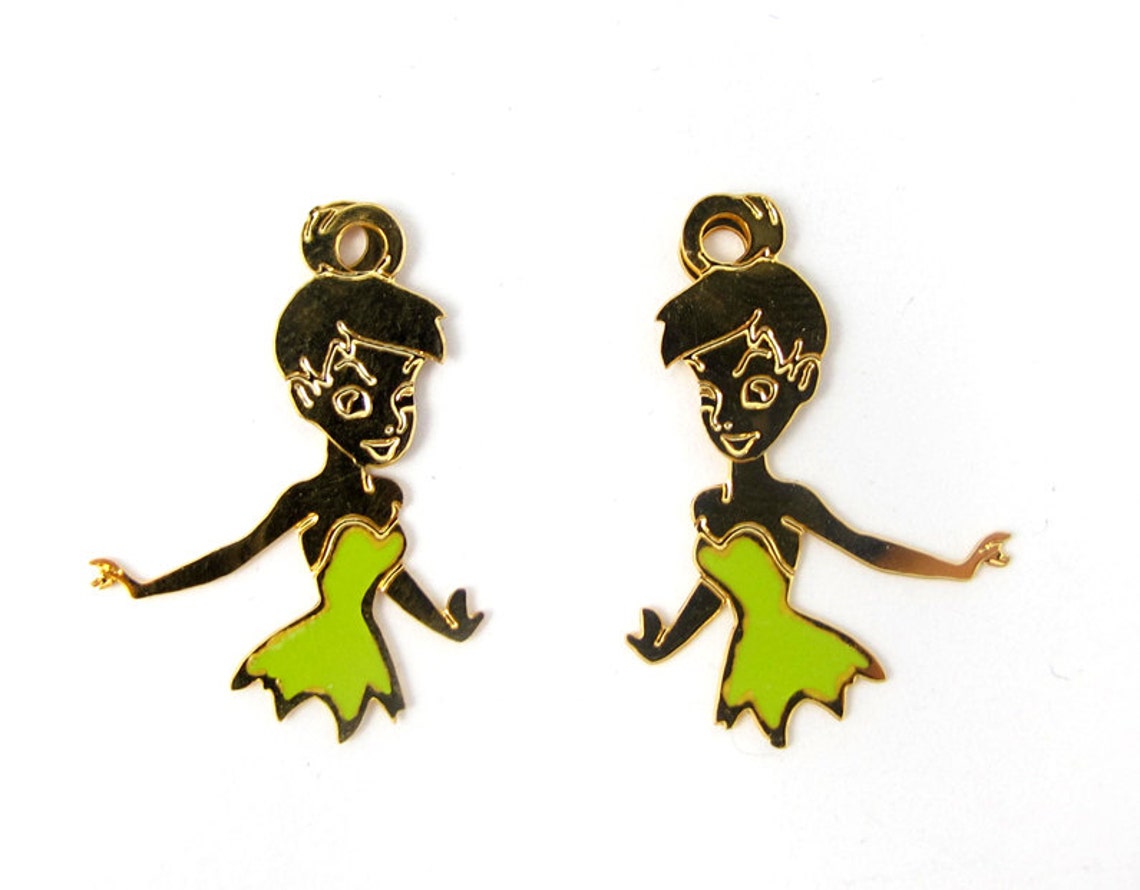 Peter Pan Gold Plated Disney Character Charms - TINKERBELL (8 Sets ...