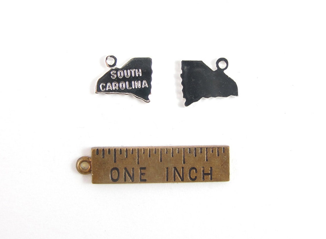 Engraved Tiny SILVER Plated on Raw Brass South Carolina State Charms ...