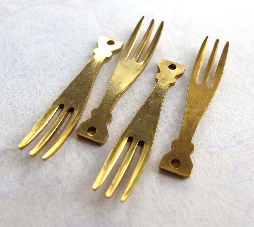 Vintage Brass Fork Charms 8X V369 - Etsy