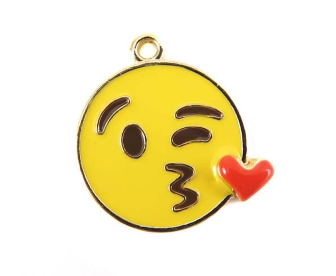 Gold Plated Winking Kissing Heart Face Charms (2x) (K306-C) - Etsy