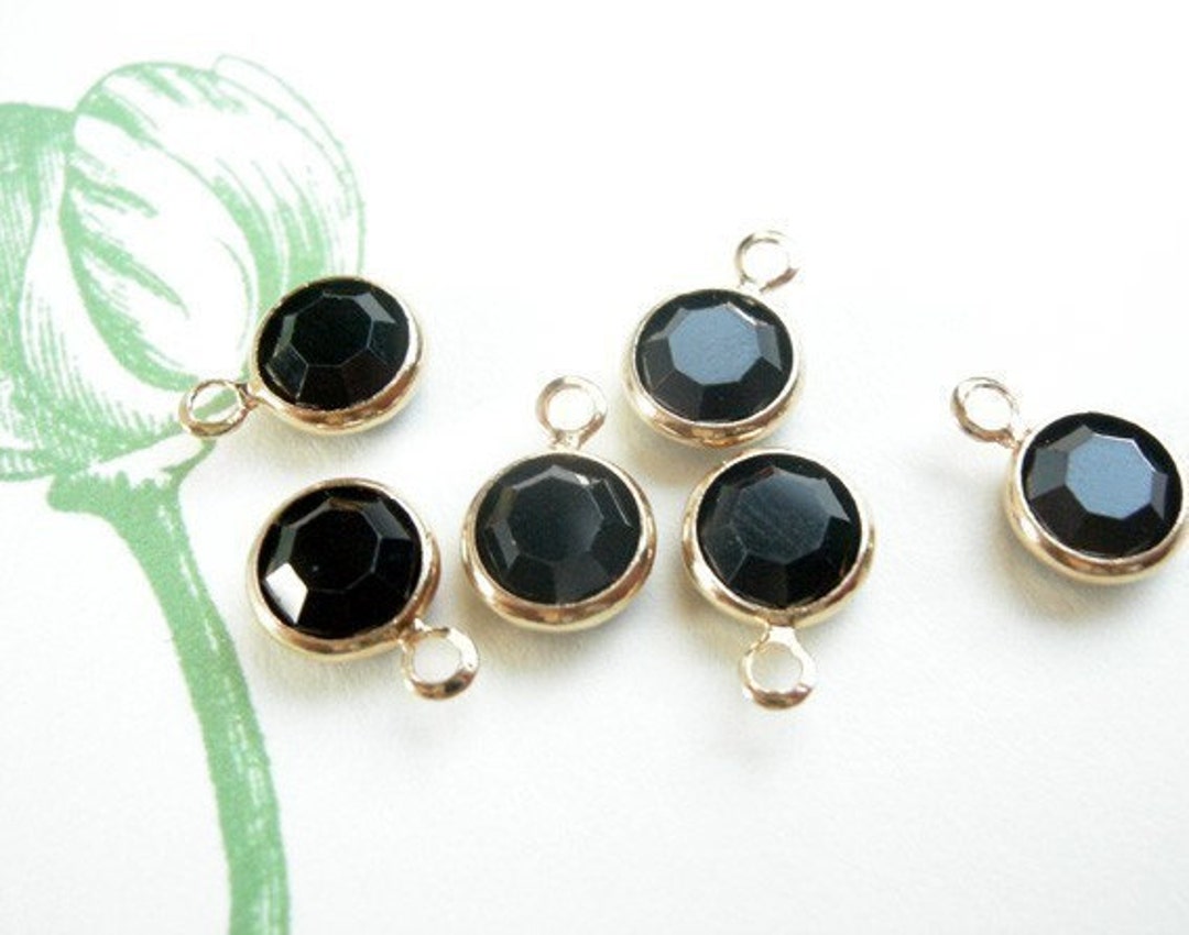 Vintage Jet Black Swarovski Crystal Rhinestone Crystal Channel Charms ...