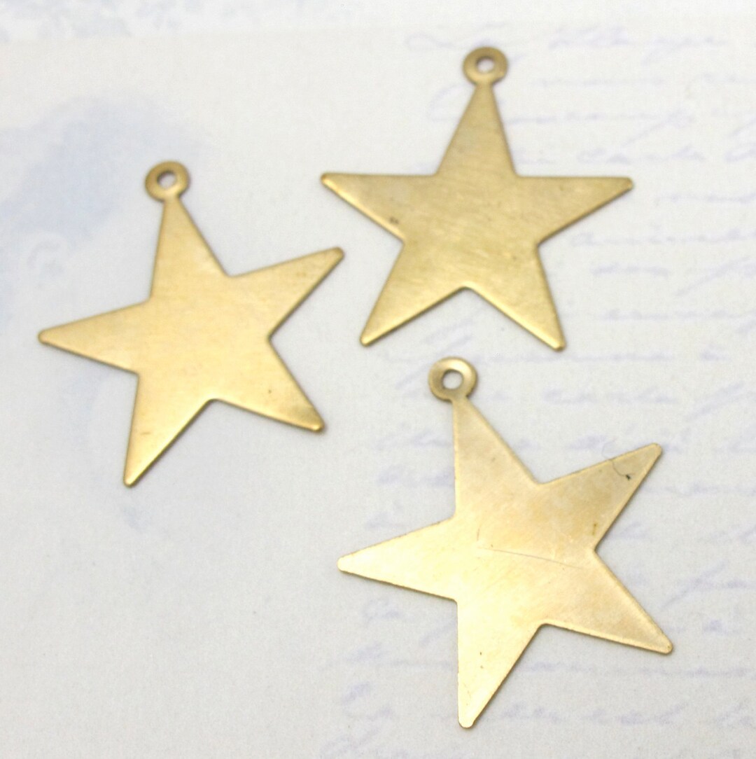 Brass Star Engraving Pendants 4X M710 - Etsy