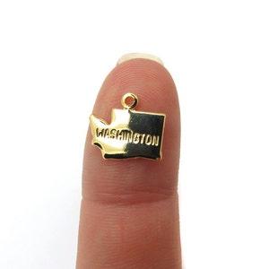 Engraved Tiny GOLD Plated on Raw Brass Washington State Charms (2X ...