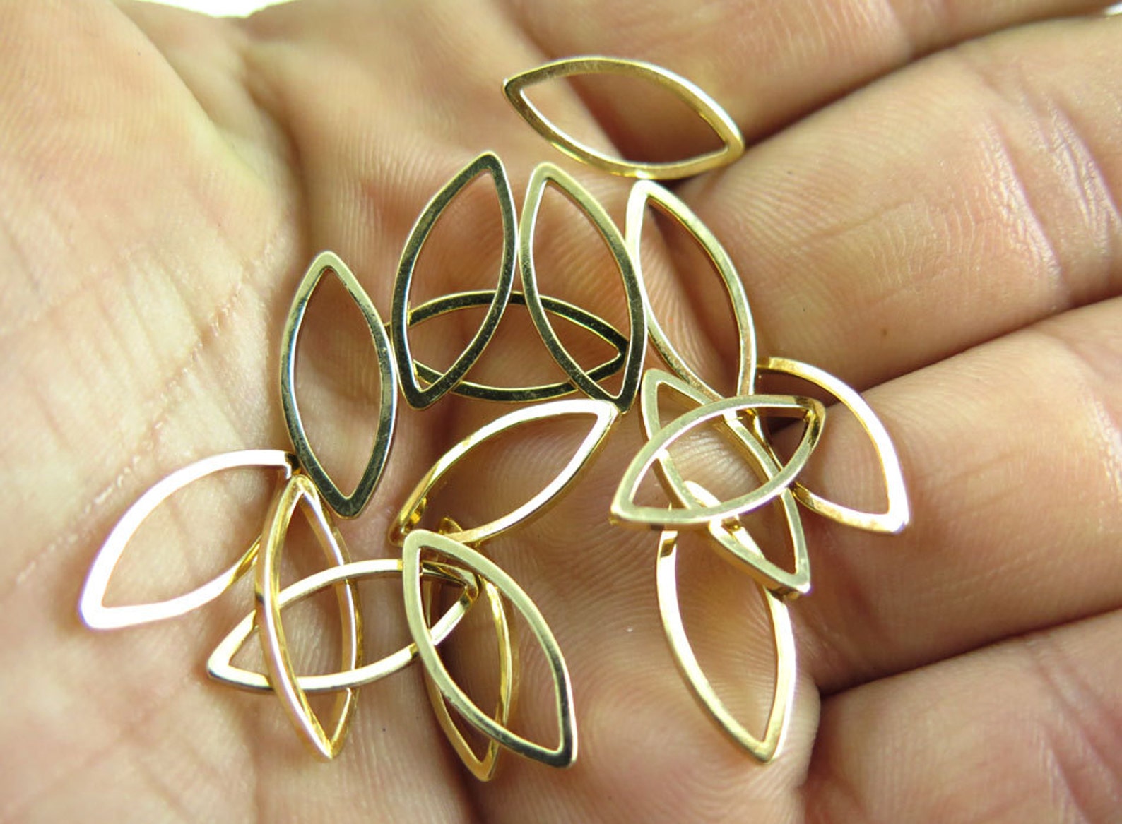 Gold Plated Pointed Oval Shape Wire Charms 12x K214-C | Etsy