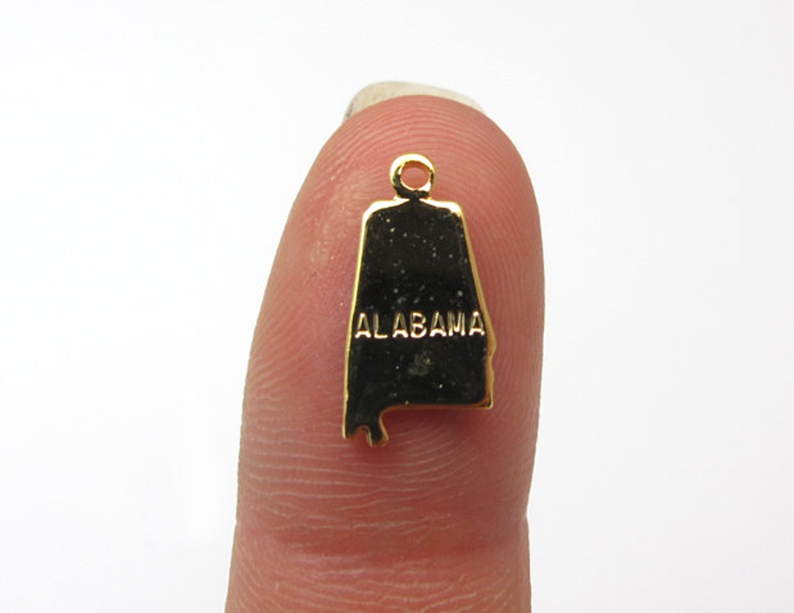 Engraved Tiny GOLD Plated on Raw Brass Alabama State Charms - Etsy