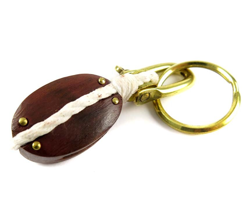 Brass Wood Pulley Key Chain With Rope 1X J616 | Etsy