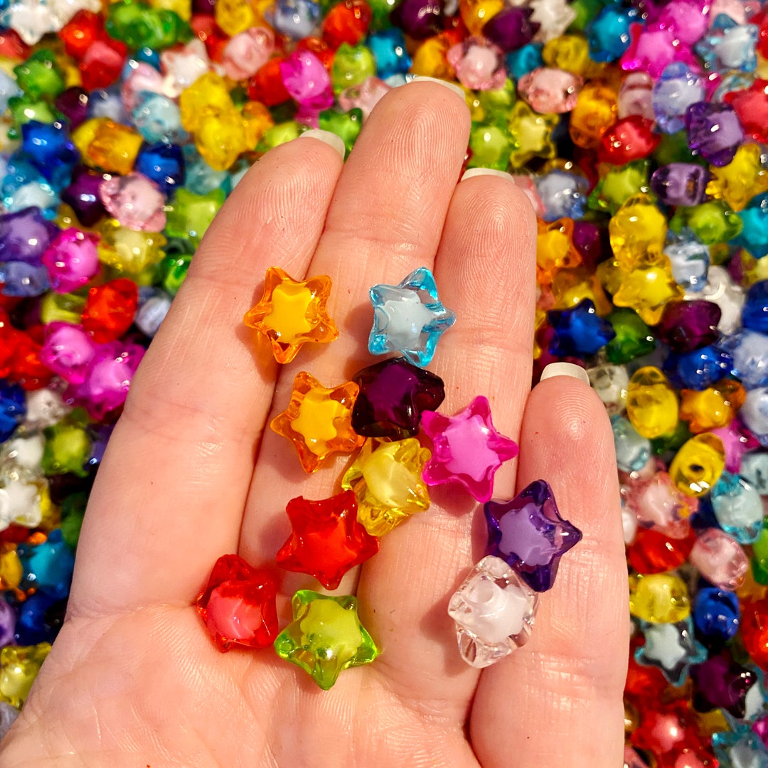 Small Rainbow Plastic Star Beads (72x) (B628) - Etsy