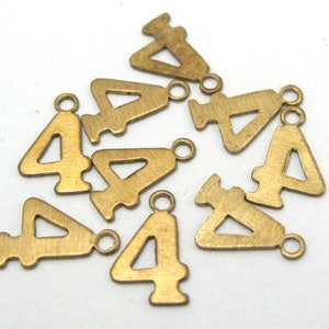 Raw Brass Number 4 Charms (10X) (A531) - Etsy