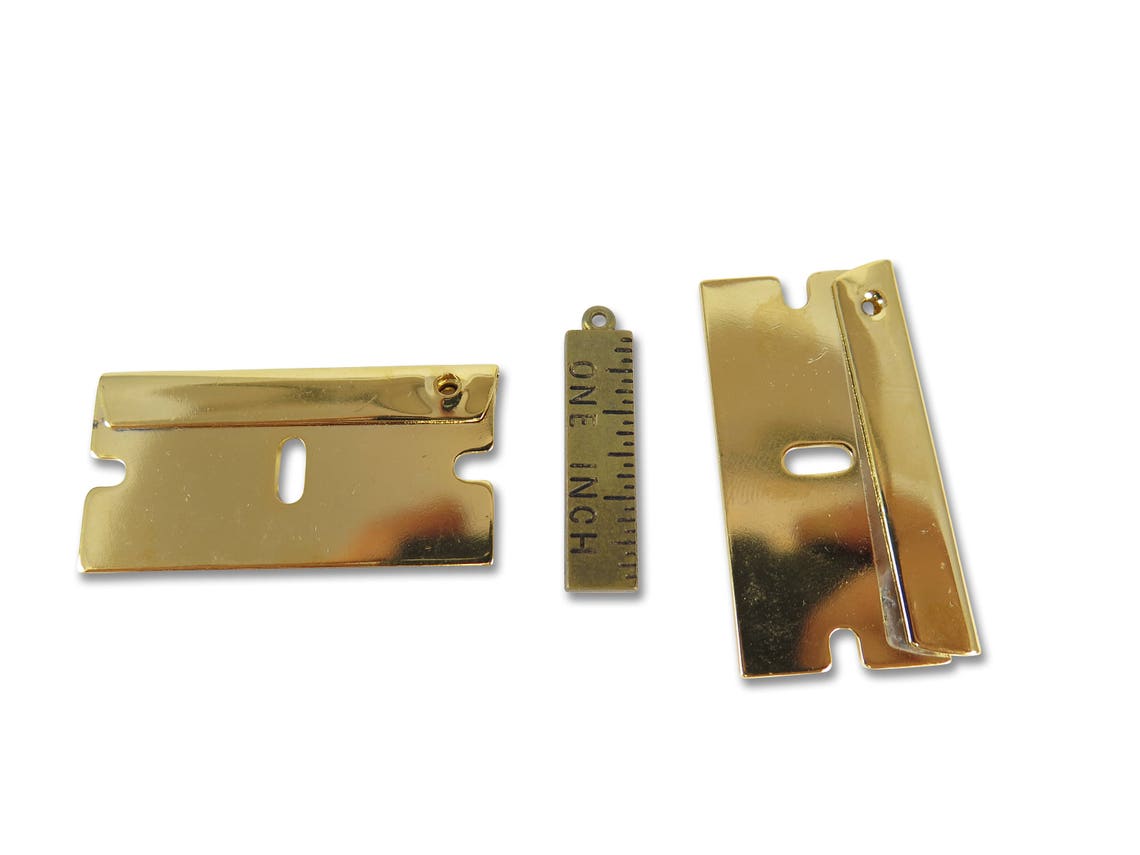 Gold Plated Razor Blade Engraving Pendants (1X) (M760-C) - Etsy