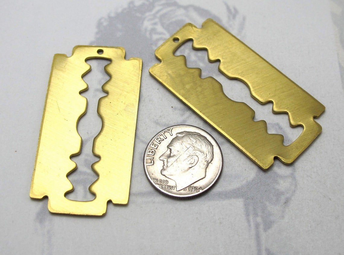 Vintage Style Razor Blade Engraving Pendants Dull Edge 4X | Etsy