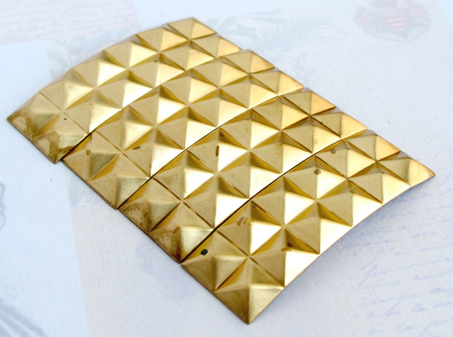 Bent Brass Rectangle Pyramid Stud Pendants 4X M726 | Etsy