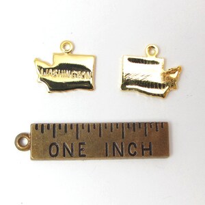 Engraved Tiny GOLD Plated on Raw Brass Washington State Charms (2X ...
