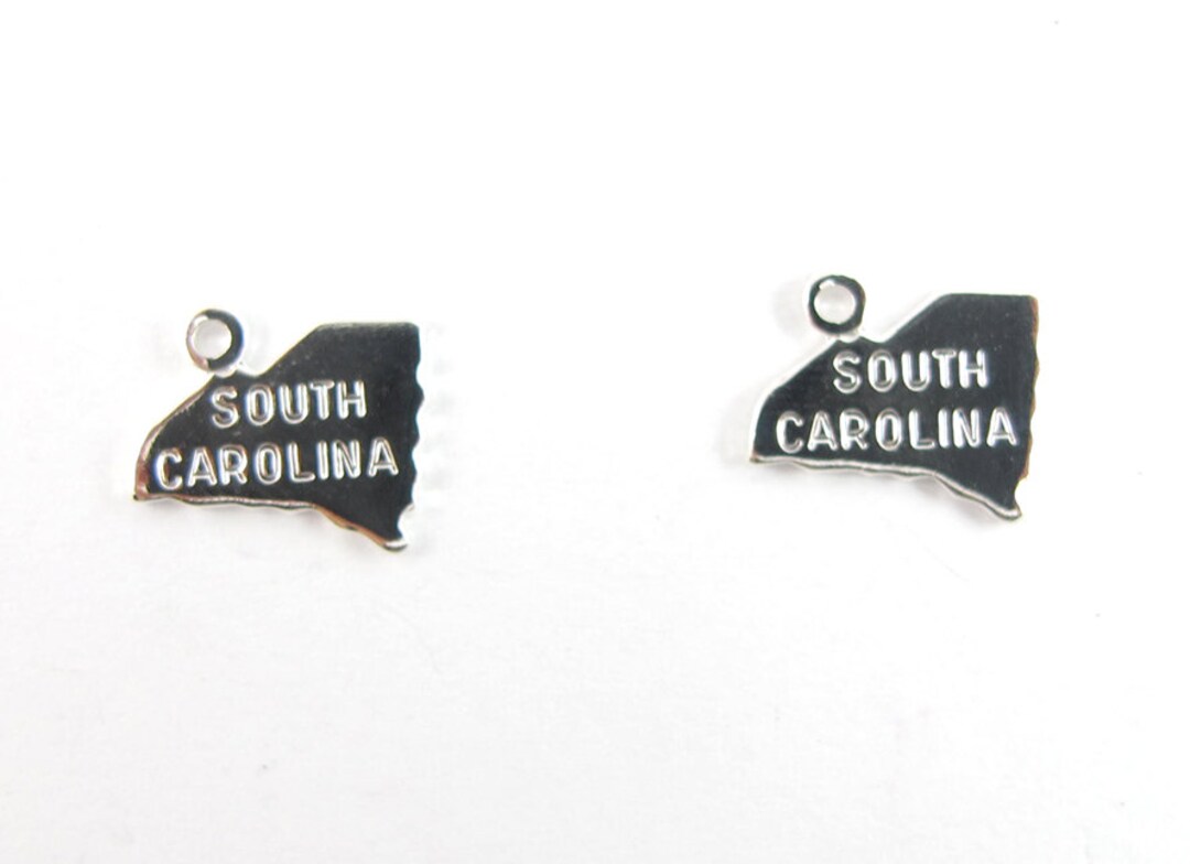 Engraved Tiny SILVER Plated on Raw Brass South Carolina State Charms ...