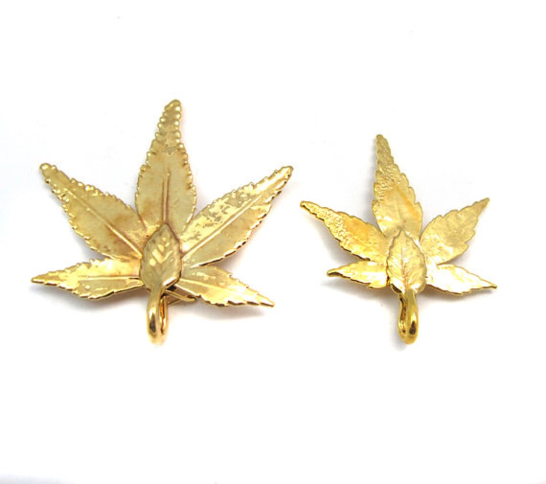 Electroplated Gold Maple / Pot Leaf Pendants 2x V292 - Etsy