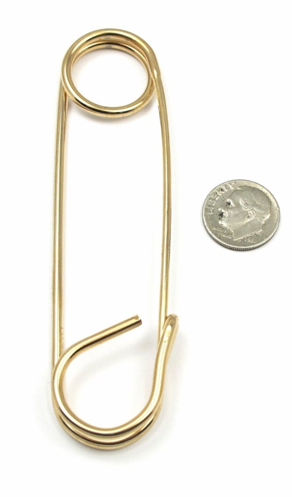 Huge Vintage Gold Plated Safety Pin 1X V313 | Etsy