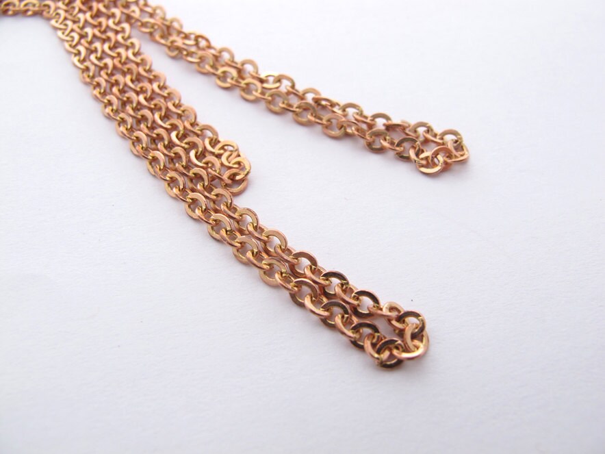 Shiny Vintage Red Brass Flat Cable Chain Necklace Findings 31 | Etsy