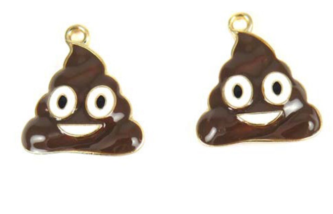 Gold Plated Smiling Poop Face Charms (2x) (K303-C) - Etsy