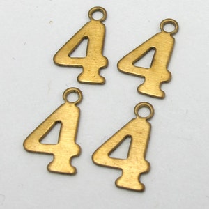 Raw Brass Number 4 Charms (10X) (A531) - Etsy
