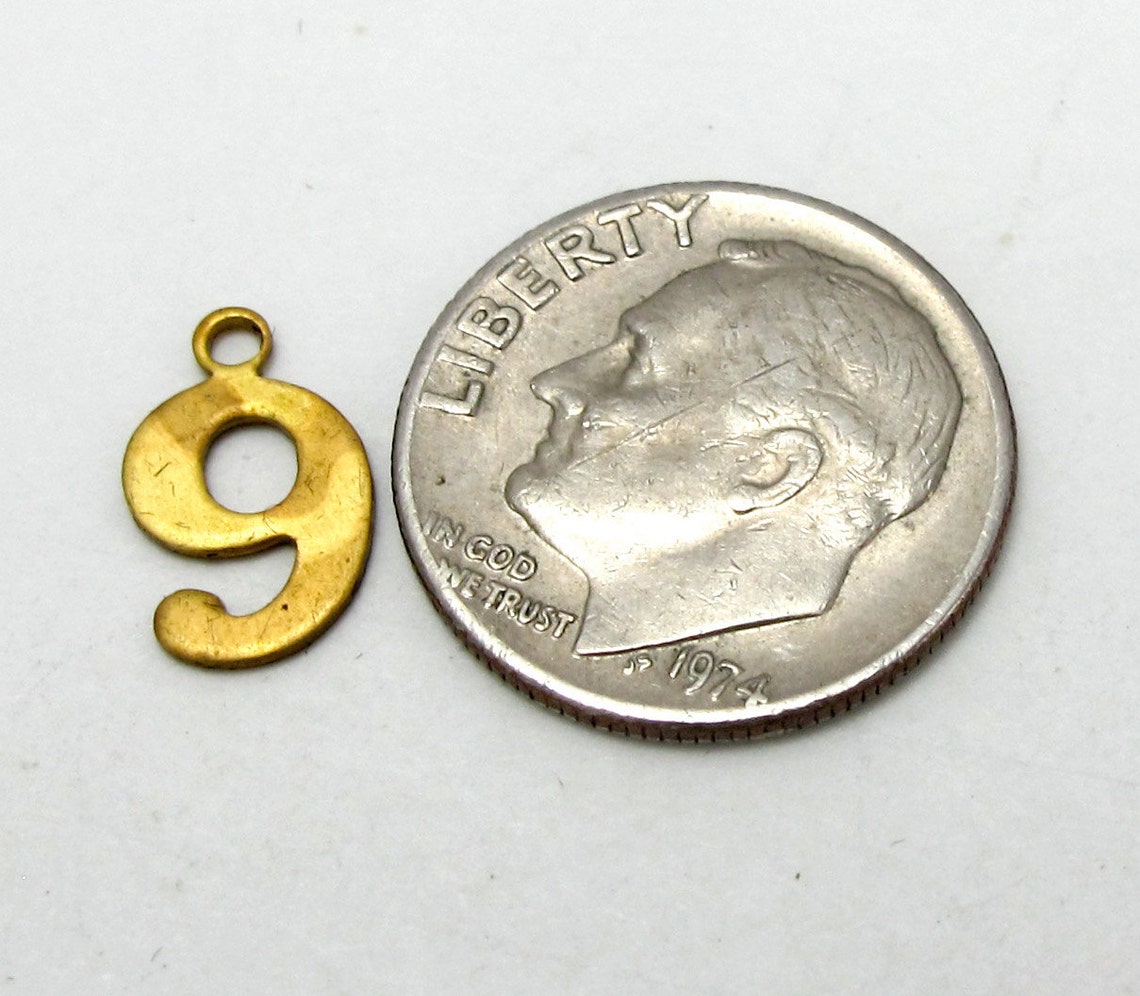 Raw Brass Number 9 Charms 10X A536 | Etsy