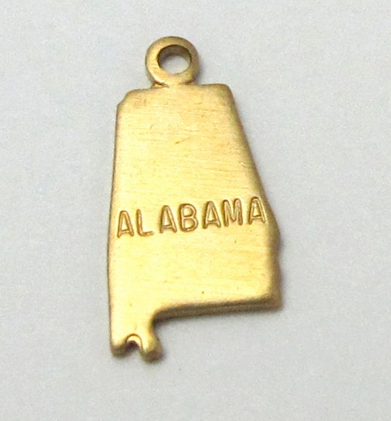 Engraved Tiny Raw Brass Alabama State Charms 6X A400-A | Etsy
