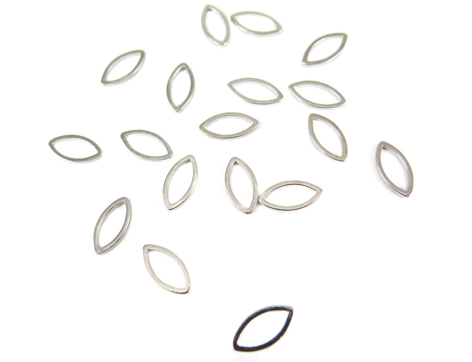 Tiny Rhodium Plated Pointed Oval Shape Wire Charms 16x - Etsy