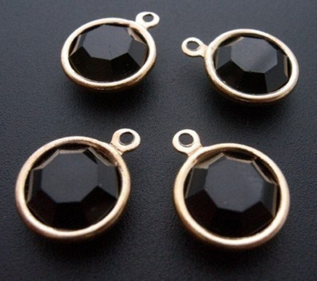 Vintage Jet Black Swaroski Rhinestone Crystal Channel Charms 15mm x4 ...