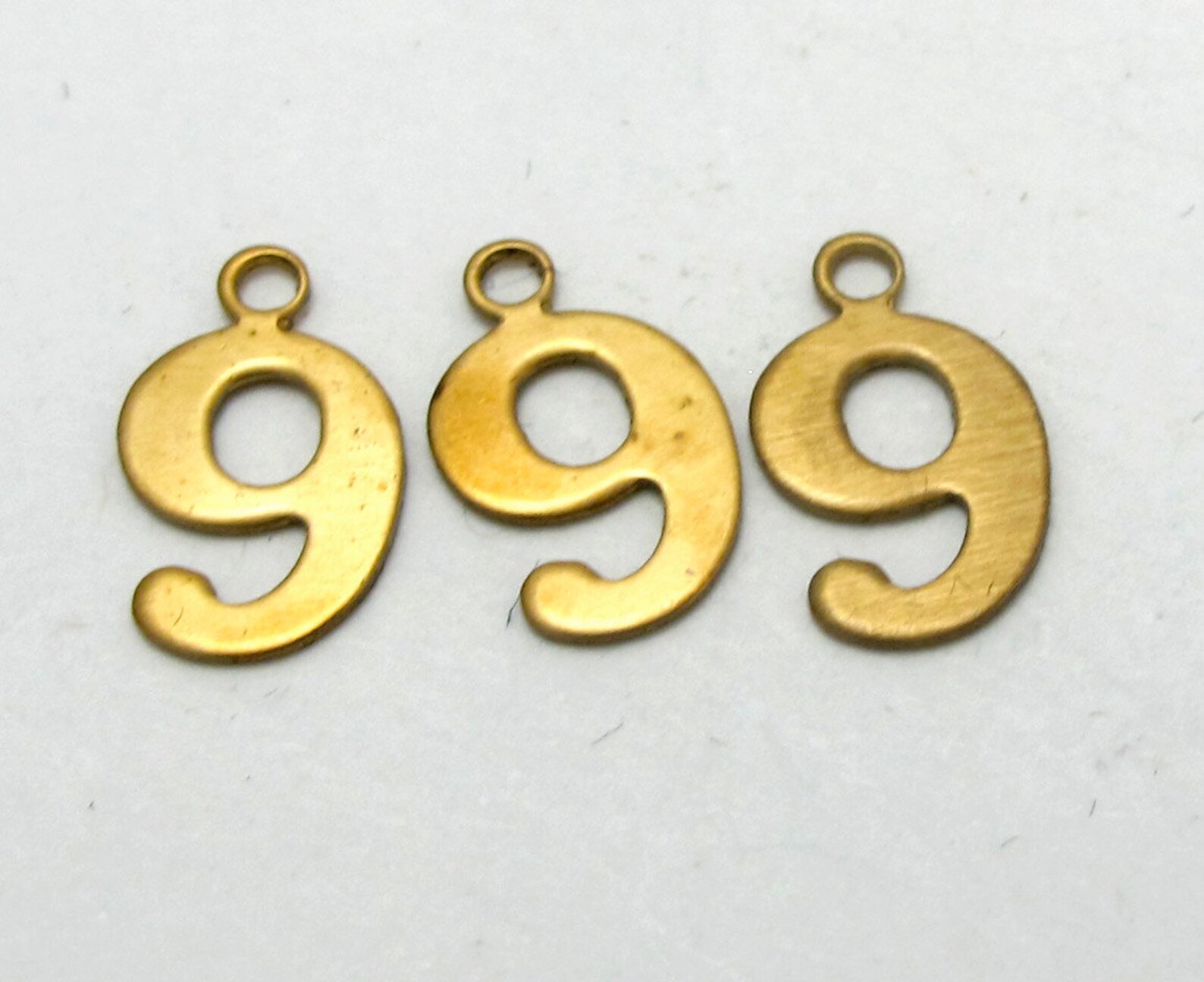 Raw Brass Number 9 Charms 10X A536 | Etsy