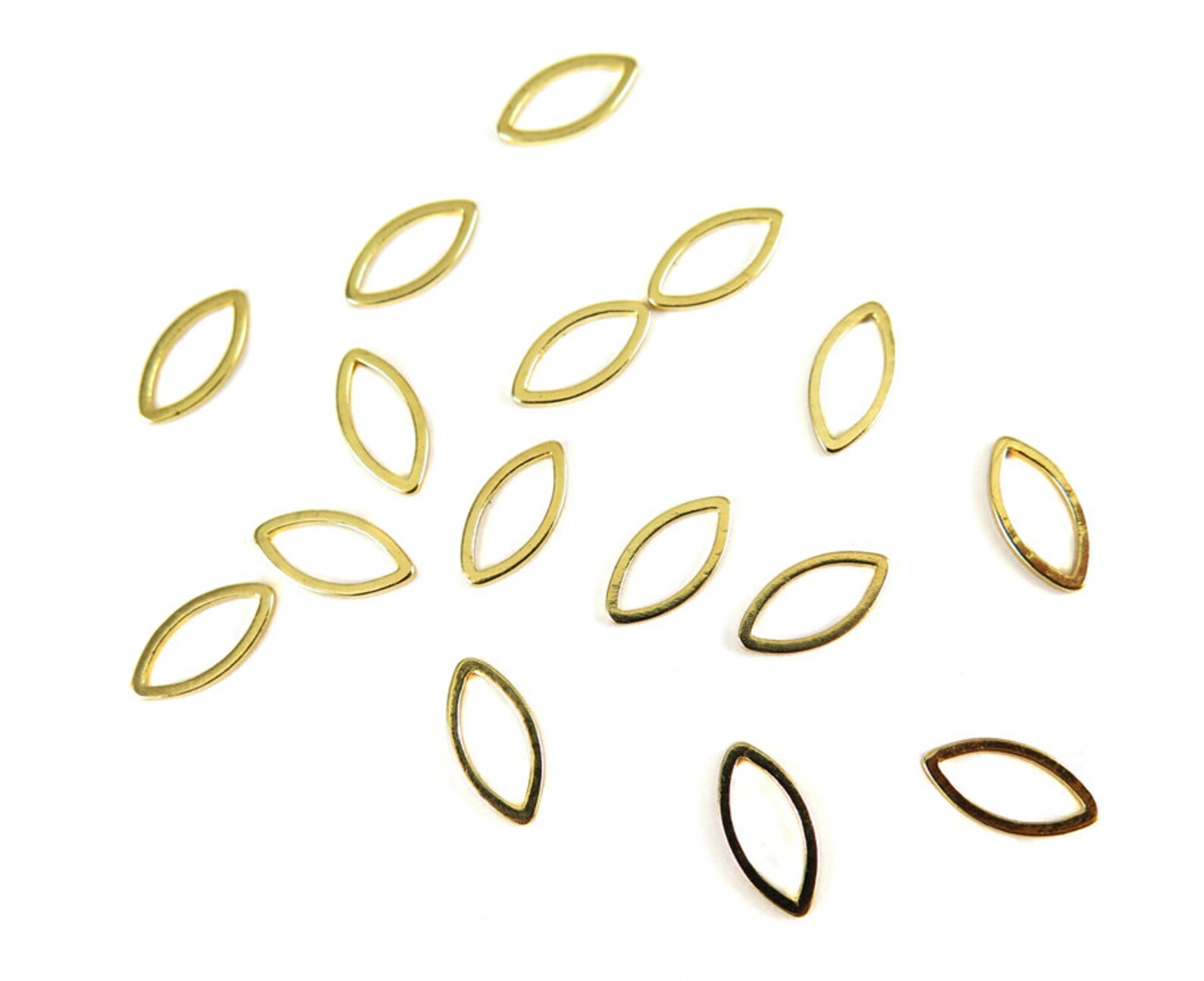 Tiny Gold Plated Pointed Oval Shape Wire Charms 16x | Etsy