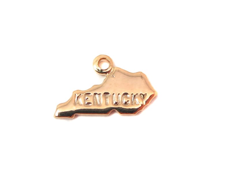 Engraved Tiny ROSE Gold Plated on Raw Brass Kentucky State Charms (2X ...