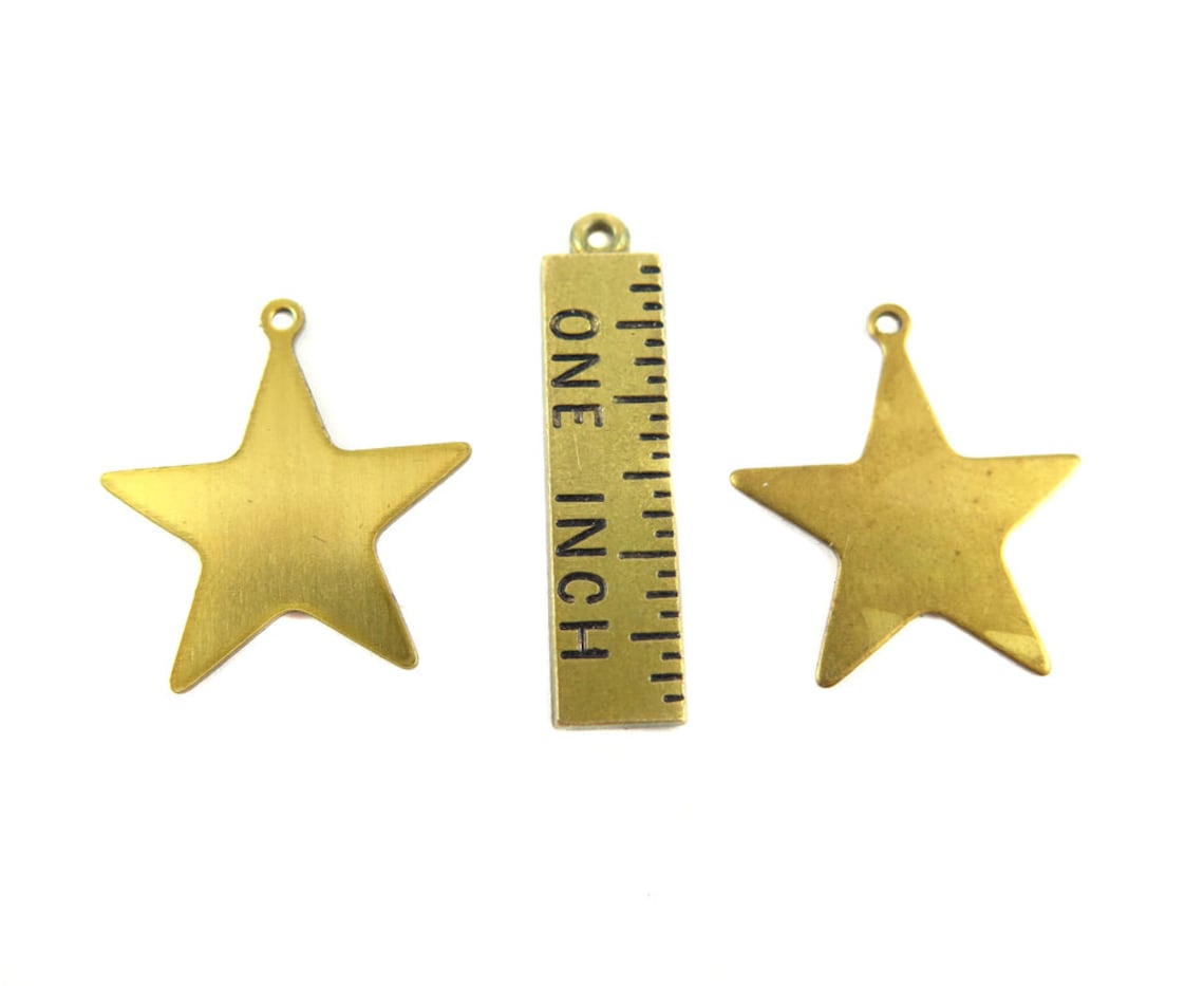 Brass Star Engraving Charms (8X) (M873) - Etsy
