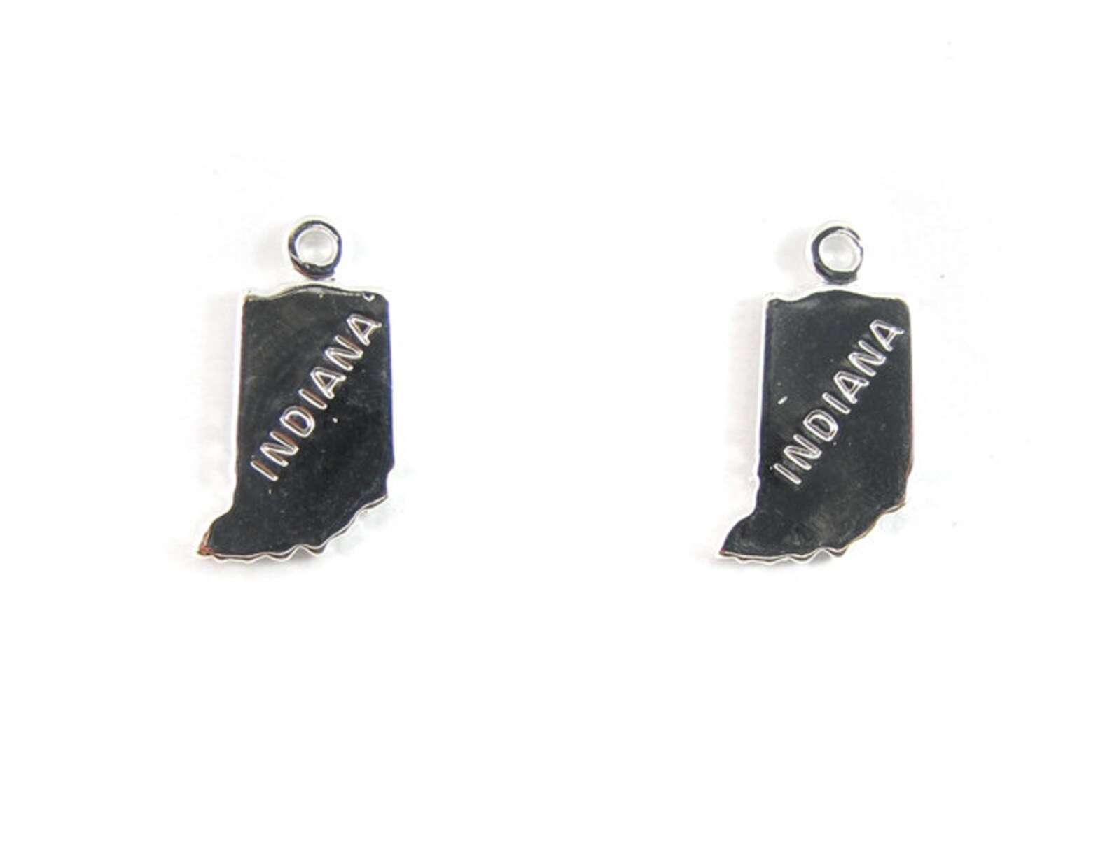 Engraved Tiny SILVER Plated on Raw Brass Indiana State Charms - Etsy