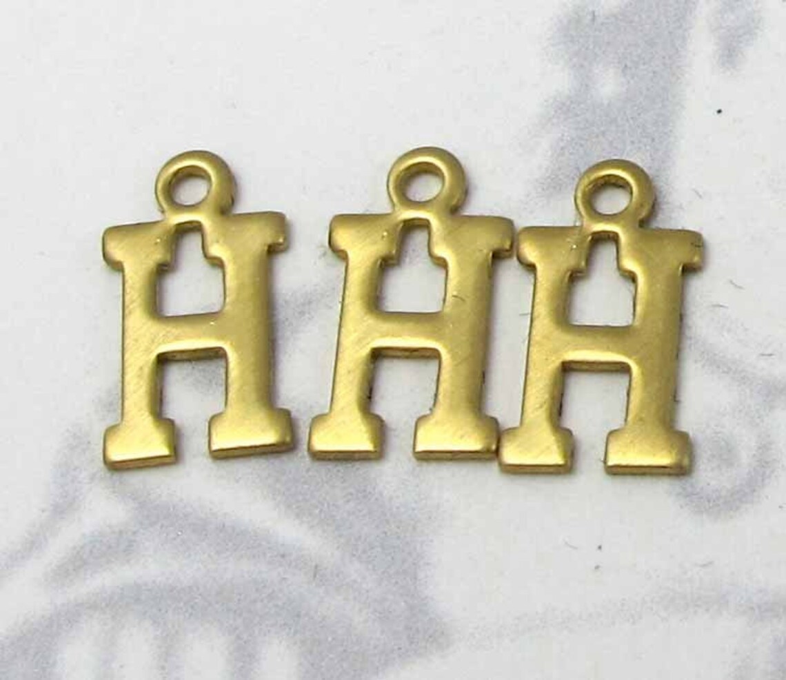 Raw Brass Letter H Charms 10X A507 | Etsy
