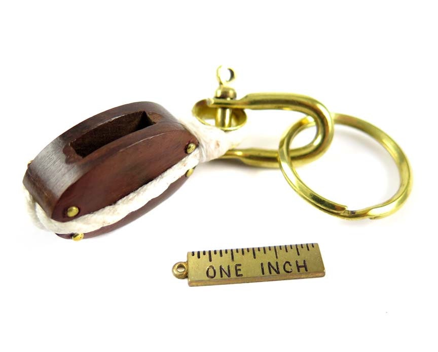Brass Wood Pulley Key Chain With Rope 1X J616 | Etsy